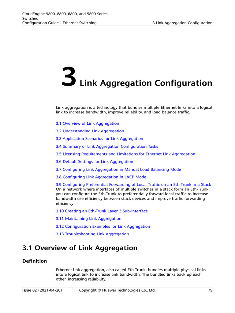 01-03 Link Aggregation Configuration | PDF | Network Switch | Computer Network