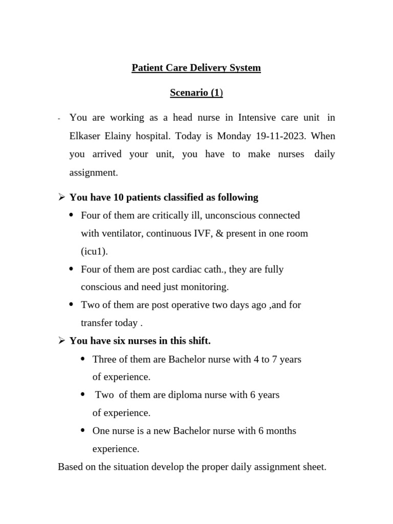 Patient Care Delivery System 2023 Emy | PDF | Nursing | Intensive Care ...