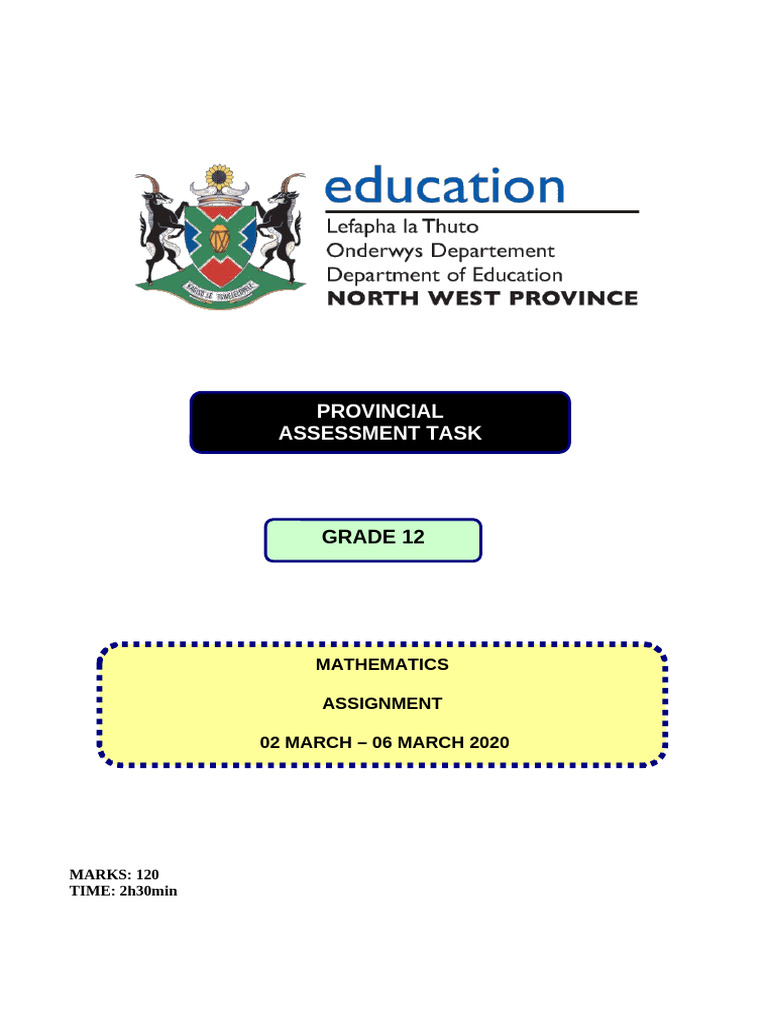 2020 Nw Grade 12 Assignment Term 1 Eng | PDF | Numbers | Mathematics