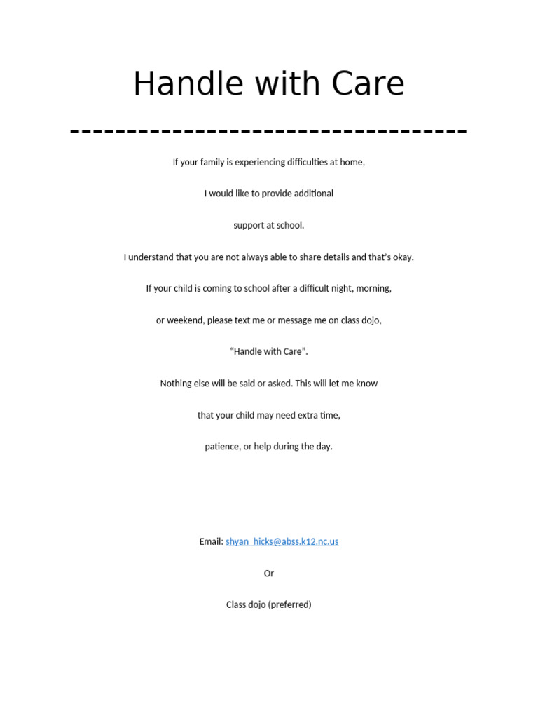 Handle with Care: Support for Students | PDF