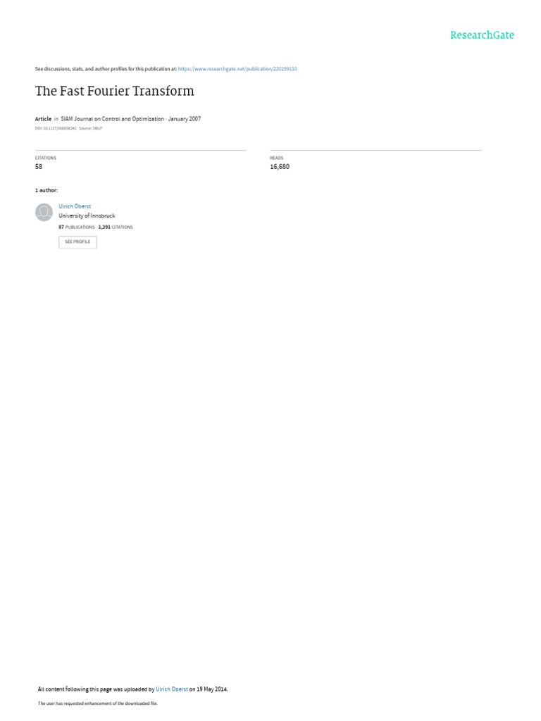 The Fast Fourier Transform Pdf Fast Fourier Transform Discrete Fourier Transform