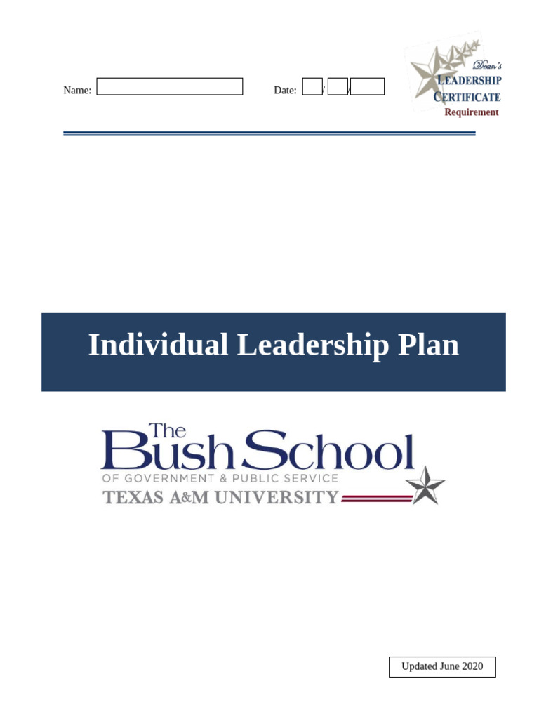 PSLP Individual Leadership Plan 2013 | PDF | Leadership | Goal
