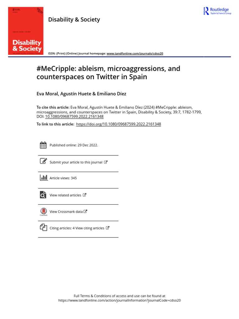 #MeCripple: ableism, microaggressions, and counterspaces on Twitter in ...