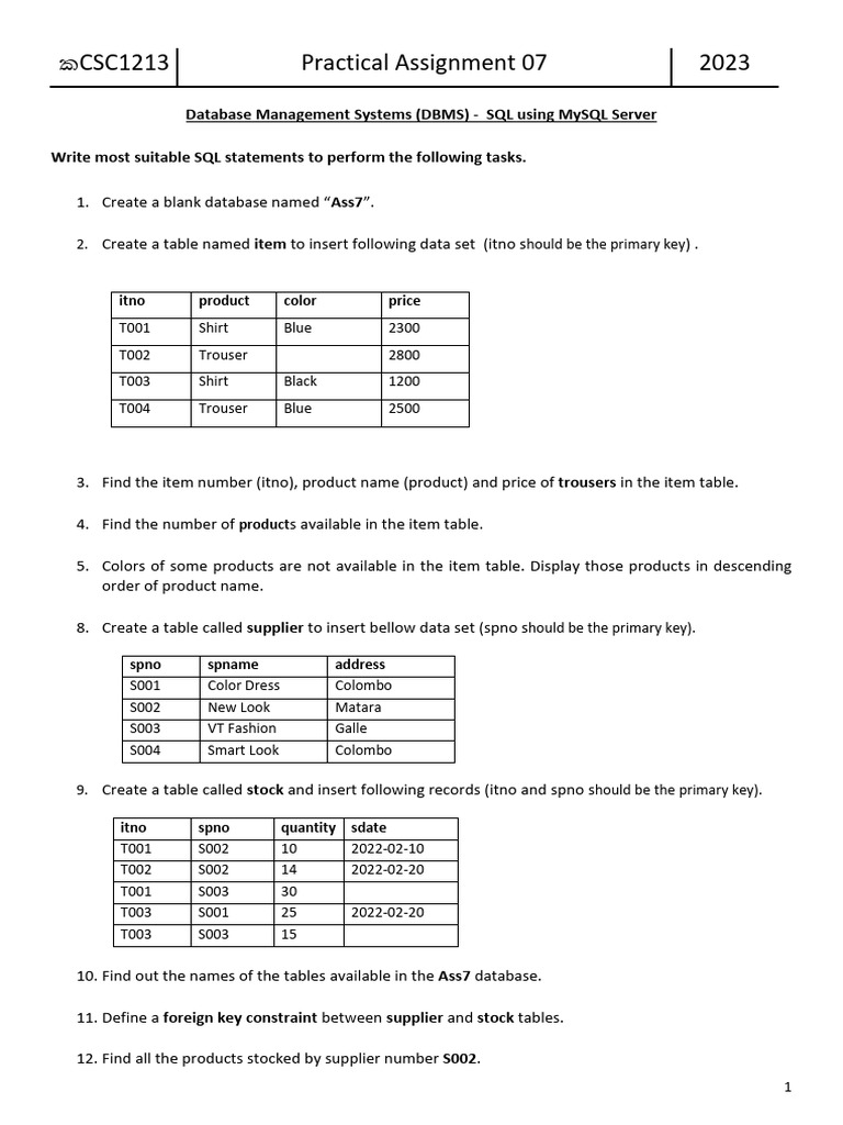 Assignment7 | PDF | Databases | Software Design Assignment7 | PDF | Databases | Software Design