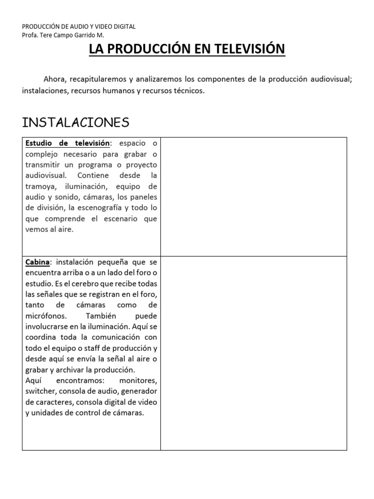 Funciones Staff Producción | PDF | Televisión