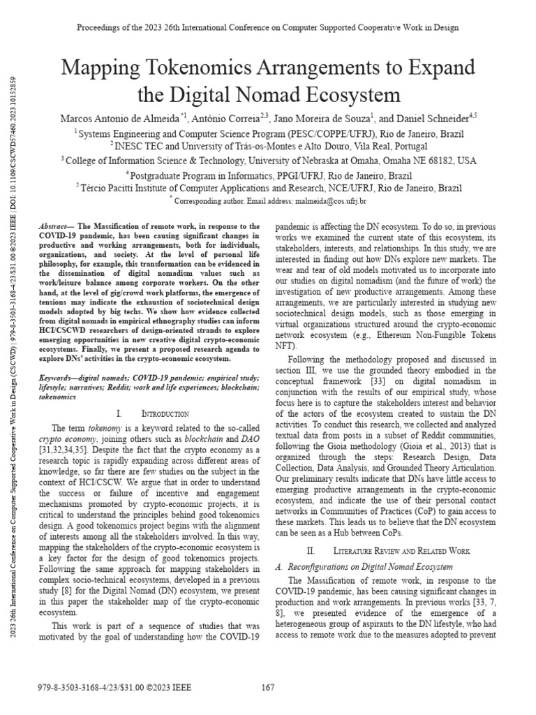 Mapping Tokenomics Arrangements to Expand the Digital Nomad Ecosystem | PDF | Cryptocurrency ...