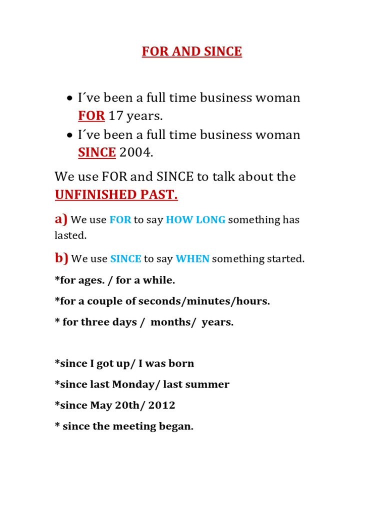 For and Since | PDF