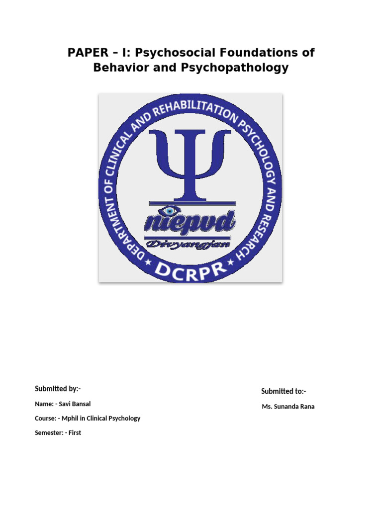 Unit 1 (Introduction) | PDF | Psychology | Clinical Psychology Unit 1 (Introduction) | PDF | Psychology | Clinical Psychology