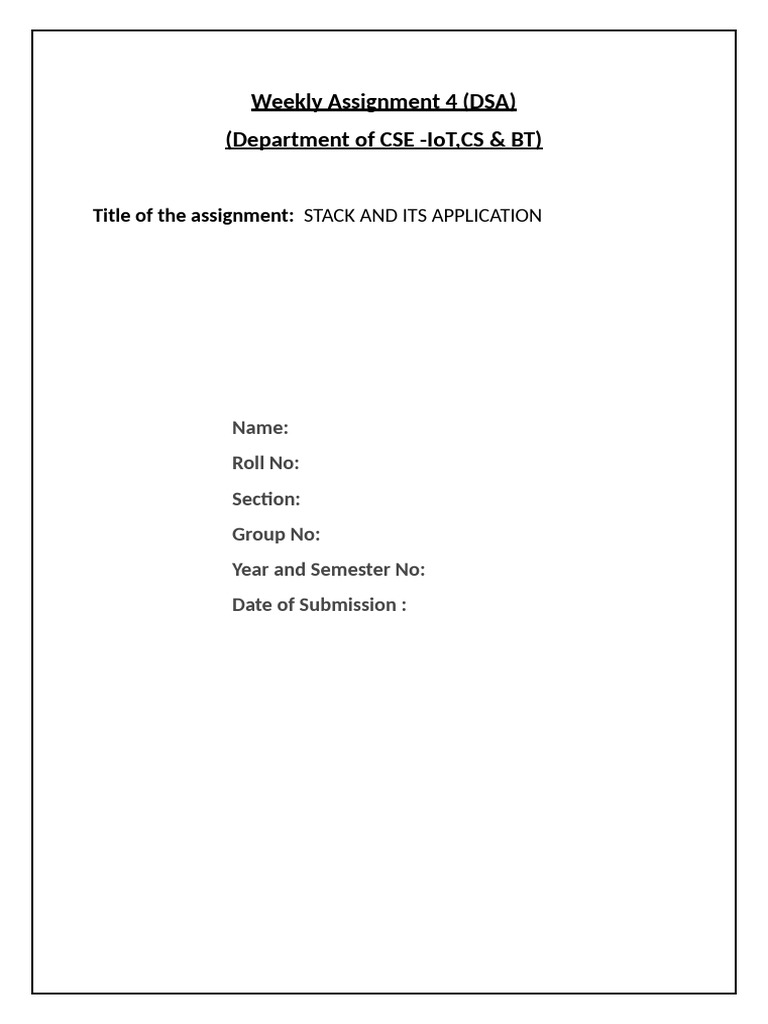 Weekly Assignment 4 DSA | PDF