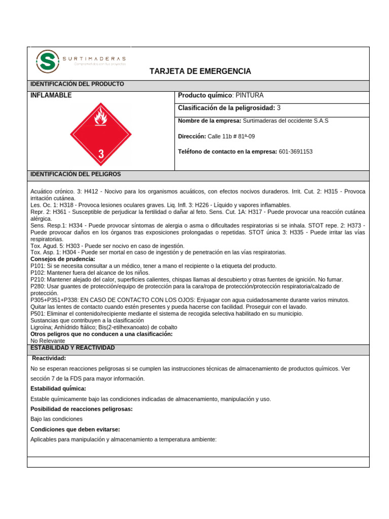 Peligros y Manejo de Pintura Inflamable | PDF