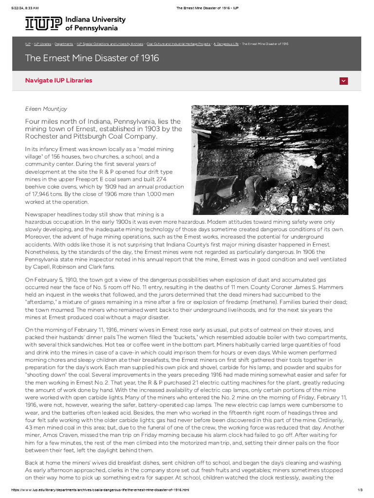 Ernest Mine Disaster Memorial Dedication | PDF | Mining | Coal Mining