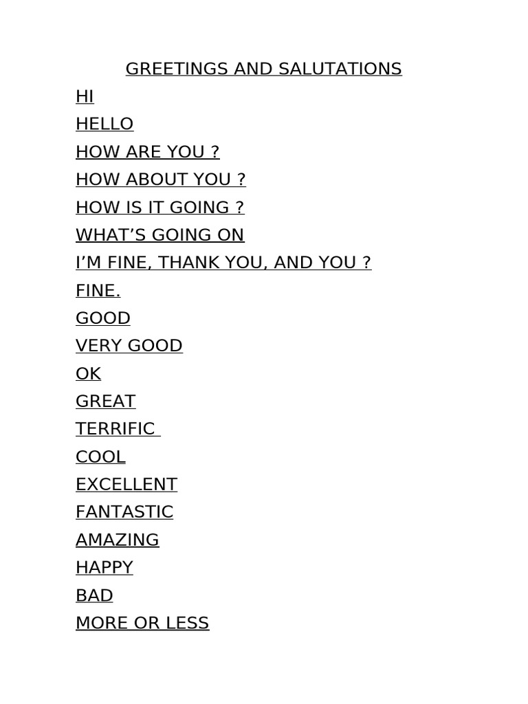 Greetings and Salutations | PDF