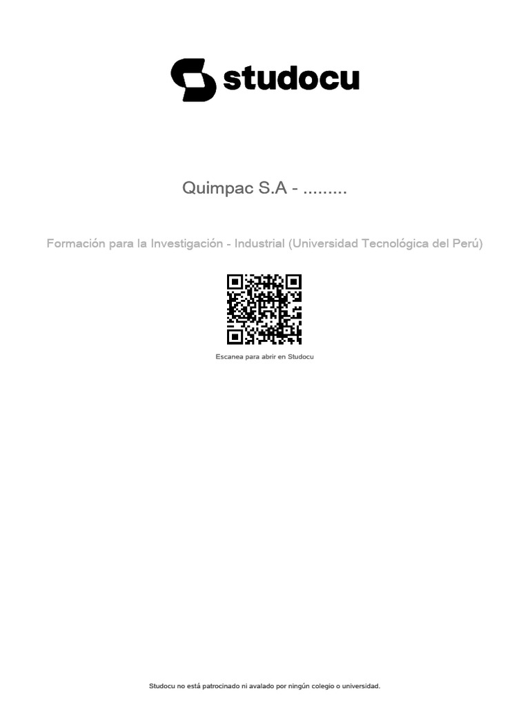 Quimpac Sa | PDF | Calidad (comercial) | Metodología de encuesta