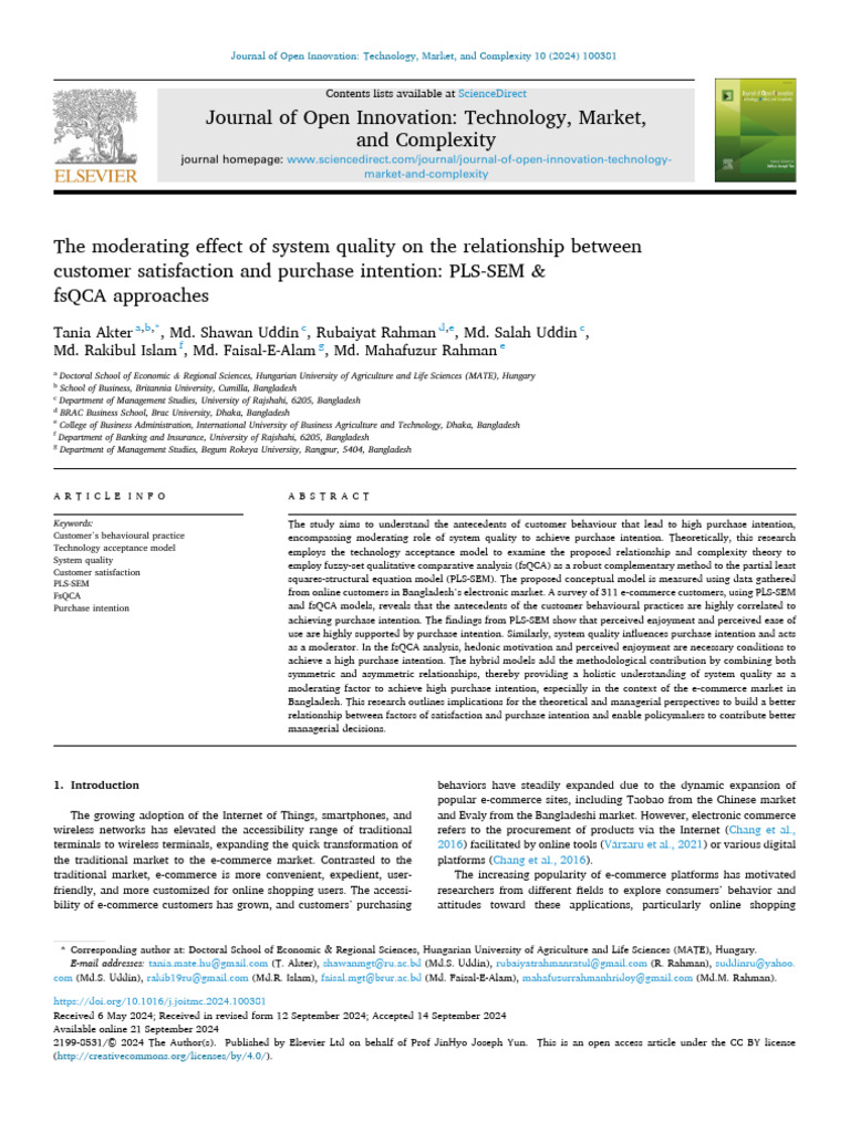 The Moderating Effect of System Quality On The Relationship Between ...