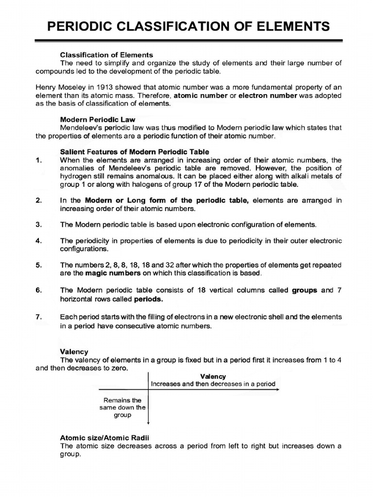Periodic Classification of elements | PDF