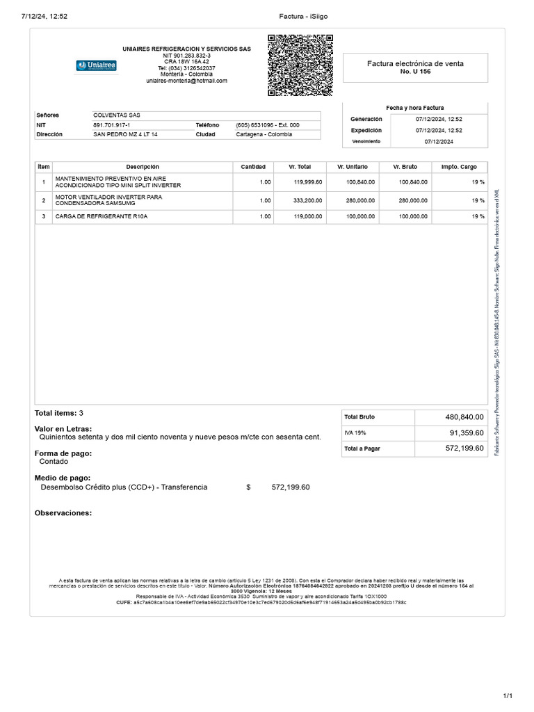 colventas factura | PDF