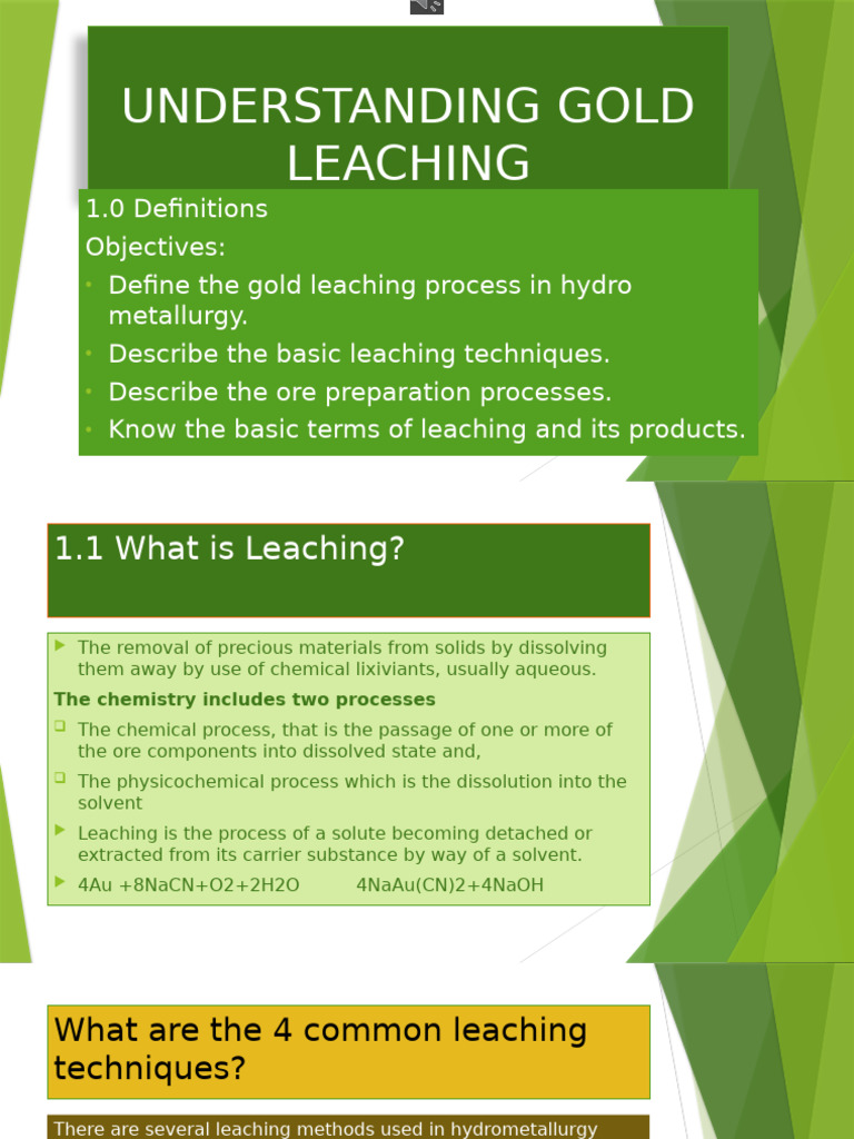 Gold Leaching Process Overview | PDF | Physical Sciences | Industrial ...