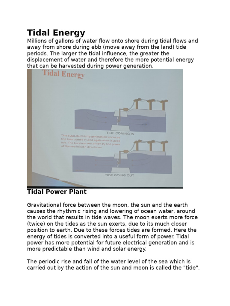 Tidal Energy | PDF | Tide | Hydroelectricity