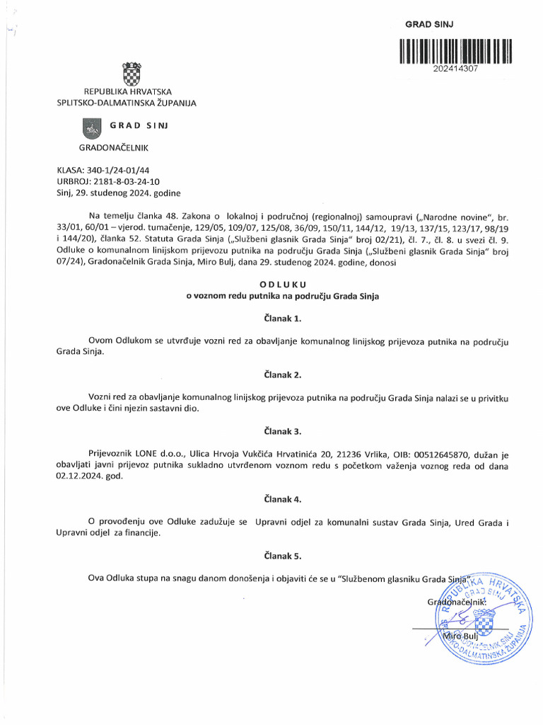 Odluka i Vozni Red 1 | PDF