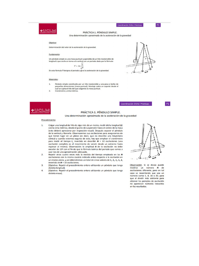 El Péndulo Simple. Tratamiento de Los Datos | PDF