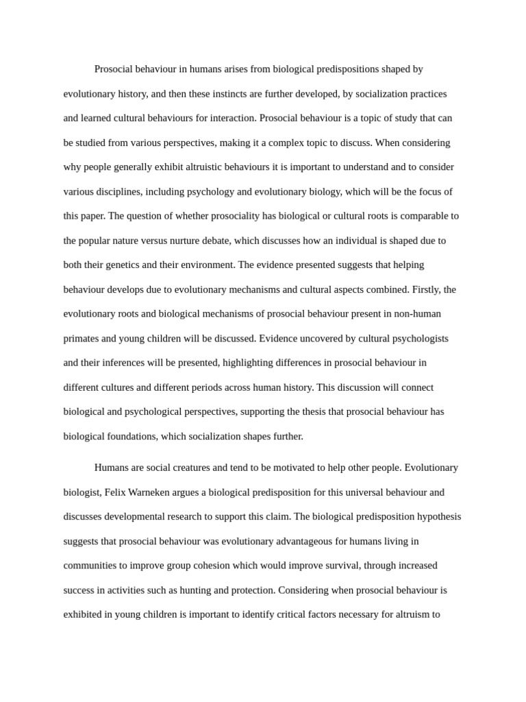 Position Paper Cultural Psych | PDF | Instinct | Ethology