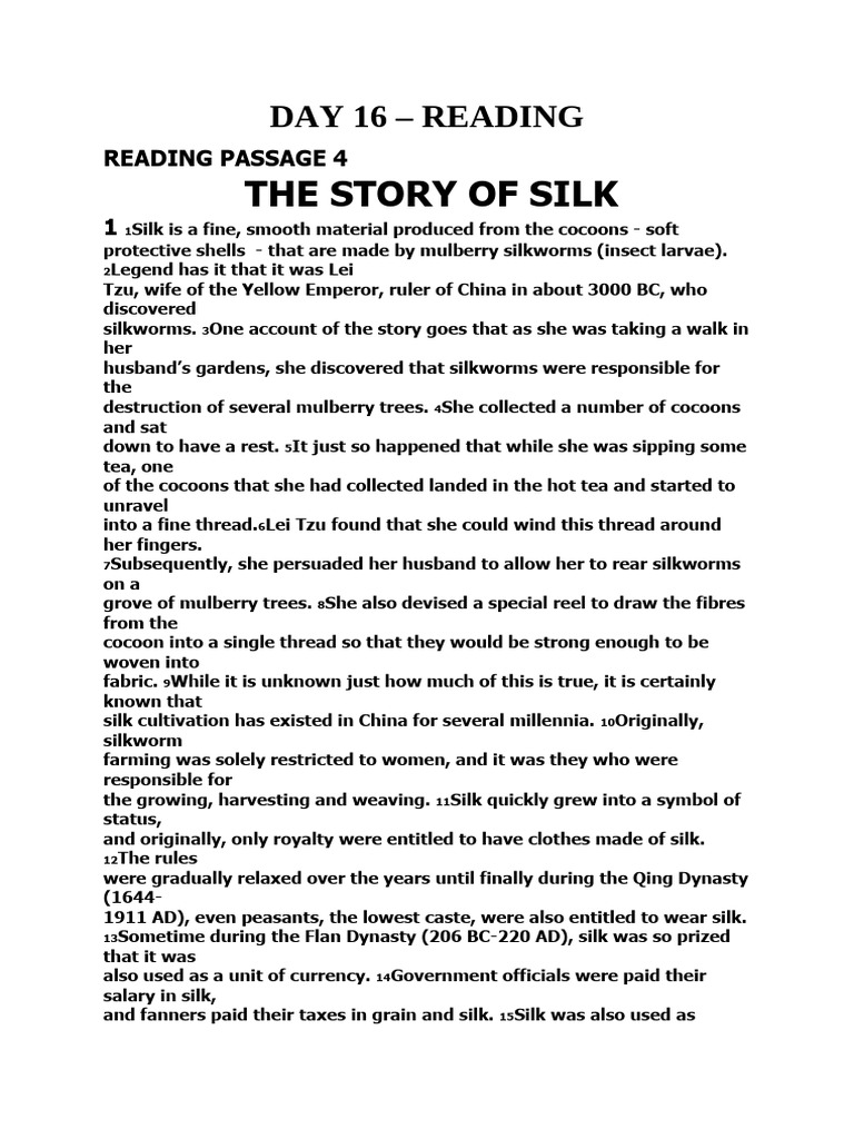 DAY 16 – READING | PDF | Silk | Silk Road