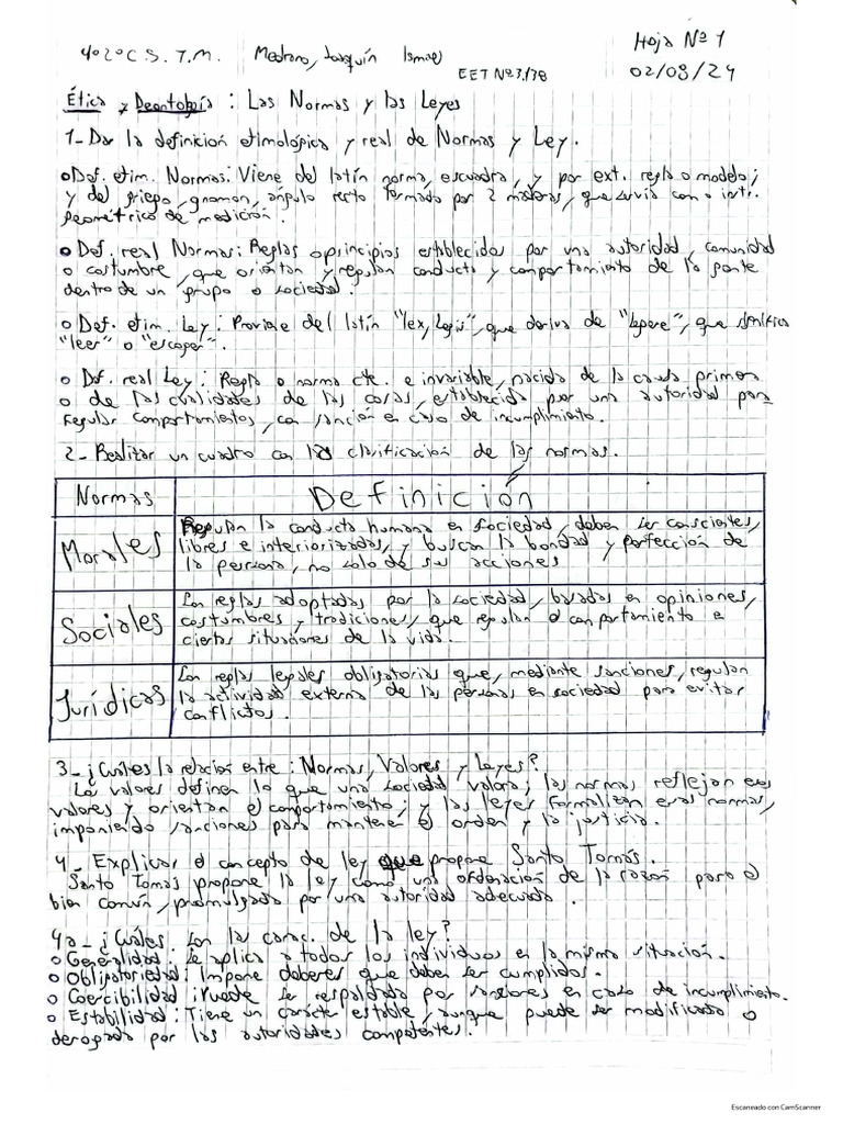 TP ÉTICA Y DEONTOLOGÍA - NORMAS Y LEYES - MEDRANO 4° 2° | PDF