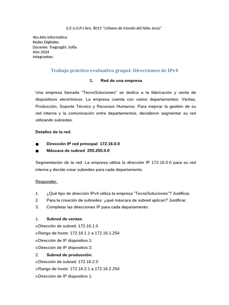 Segmentación de Redes IPv4 para Empresas | PDF | Dirección IP | Red de ...