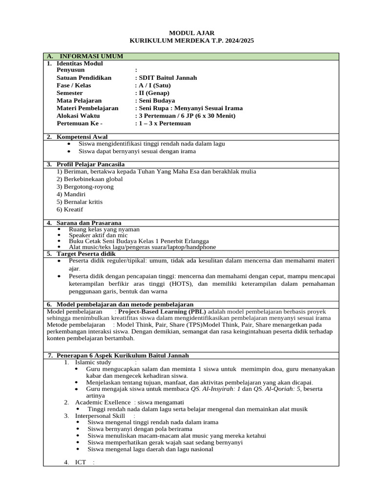 Modul Ajar 6 SBK | PDF