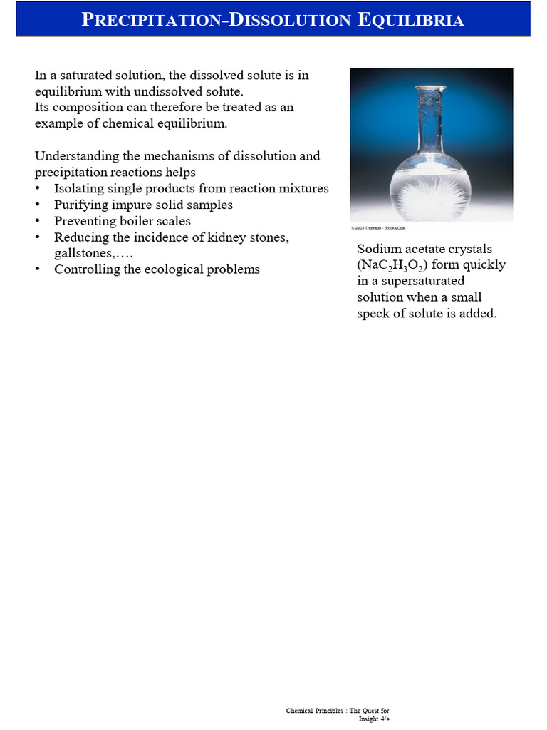 Precipitation and Dissolution Equilibria | PDF | Solubility | Materials