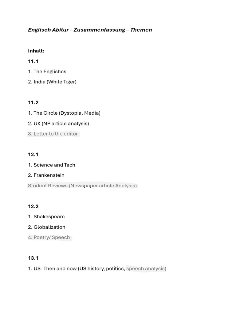 Englisch Abitur Lernzettel | PDF | Macbeth | Brexit