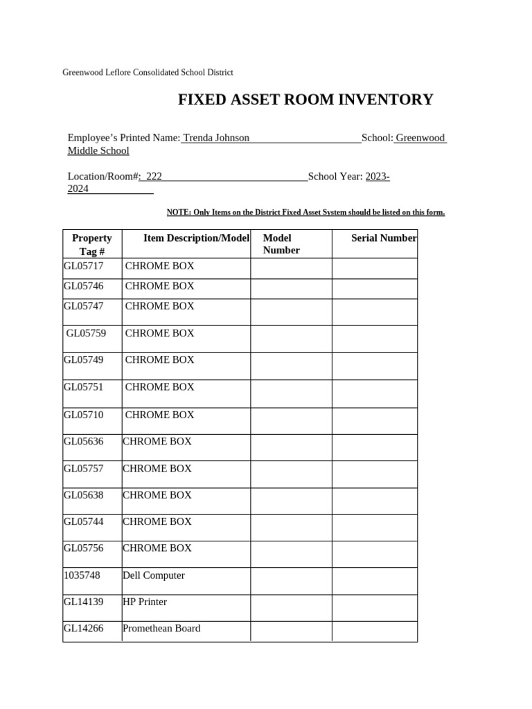 Fixed Asset Room Inventory 2023-2024 | PDF | Computing | Office Equipment