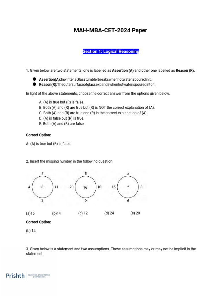Mba Cet Pyq 2024.PDF | PDF | Mean | Dances