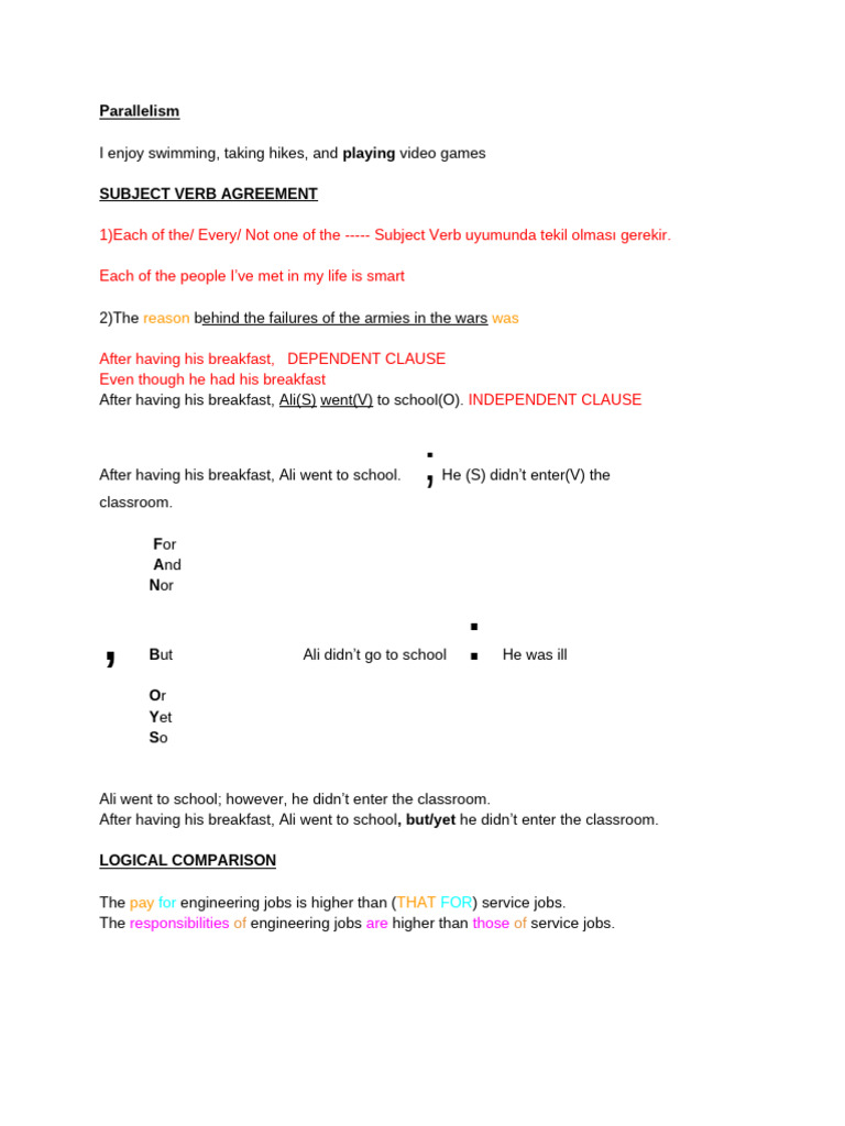 Parallelism Playing Subject Verb Agreement | PDF | Linguistics | Grammar