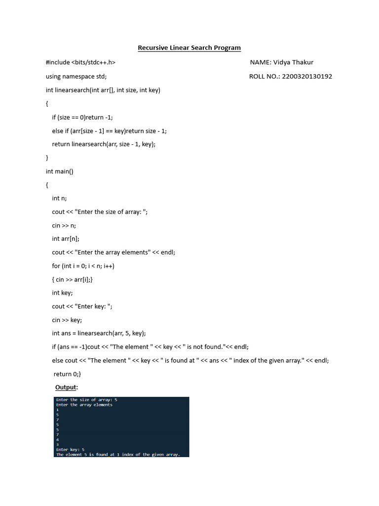 Recursive Search Algorithms in C++ | PDF