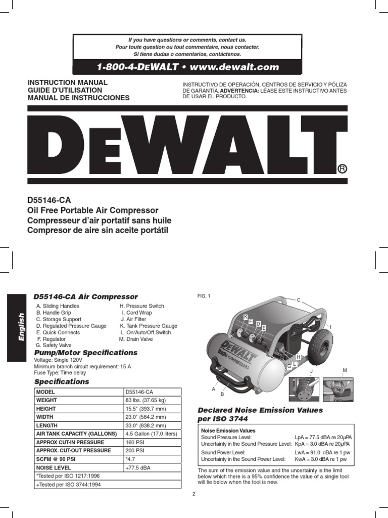 Manual Compresor Dewalt D55146-CA | PDF | Electrical Connector | Valve