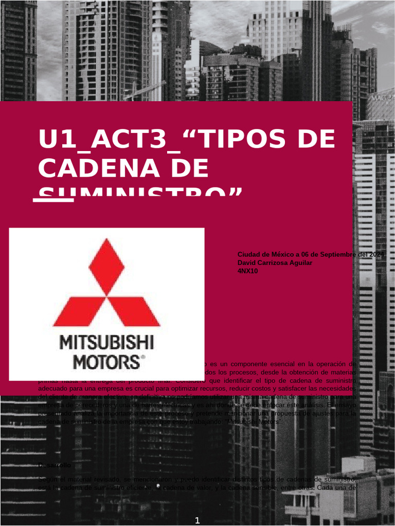 U1 Act3 Tipos de Cadena de Suministro | PDF | Cadena de suministro | Business