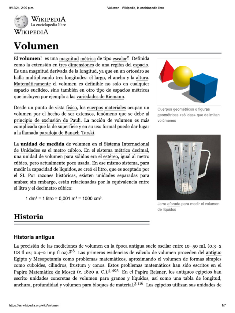 Volumen - Wikipedia, la enciclopedia libre | PDF