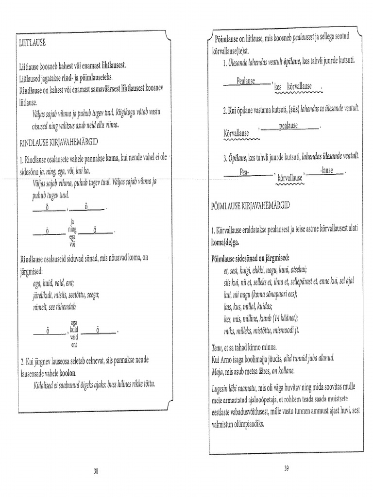 Liitlause Kirjavahemärkide Reeglid | PDF