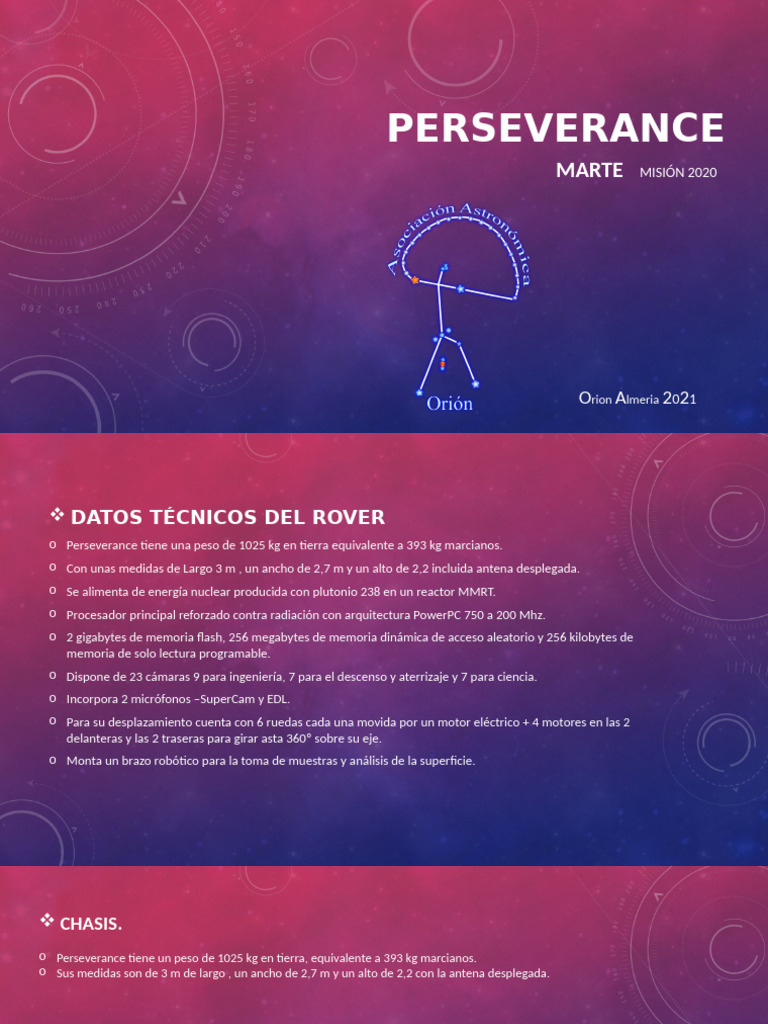 Datos técnicos del rover Perseverance | PDF