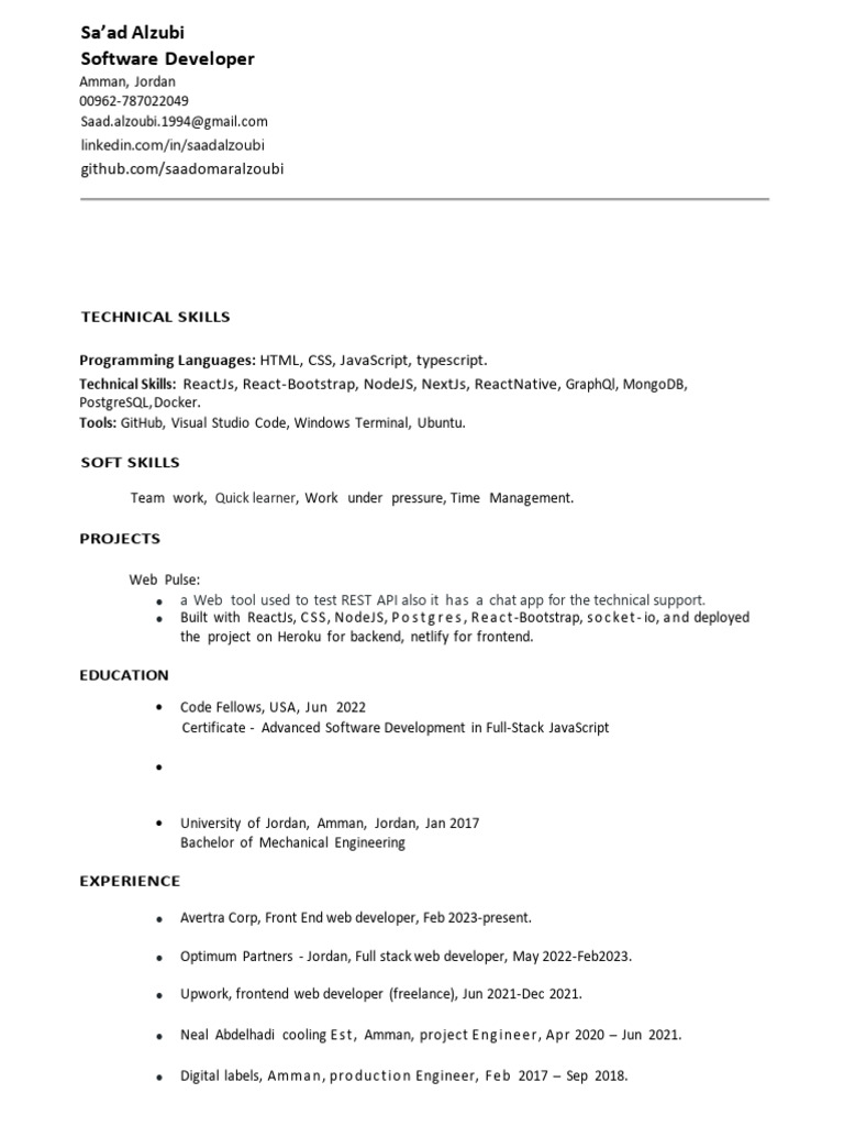 Saad Alzubi Resume 2024 | PDF