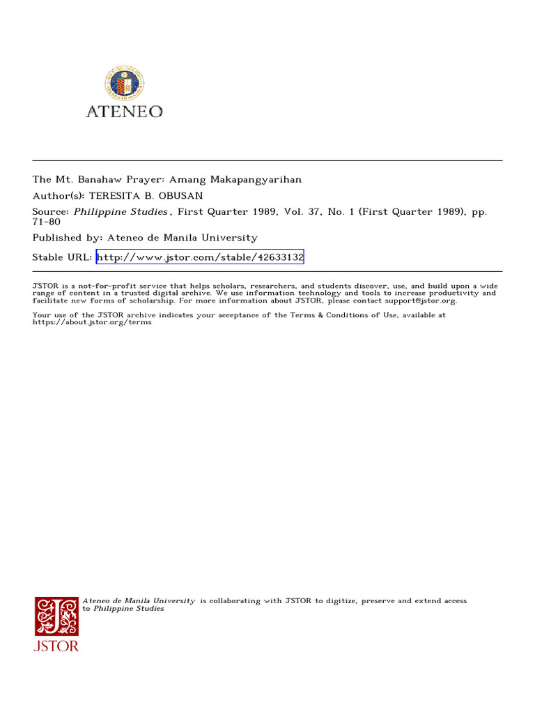 OBUSAN MtBanahawPrayer 1989 | PDF | Prayer | Trinity
