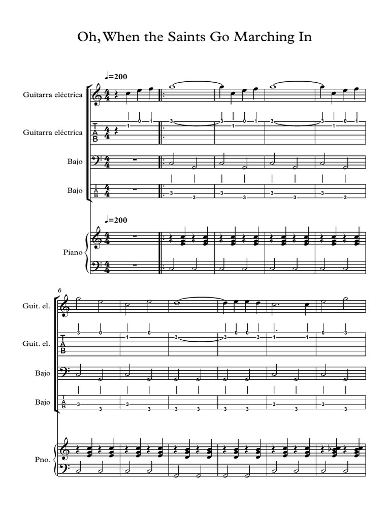Oh, When the Saints Go Marching in - Partitura Completa | PDF