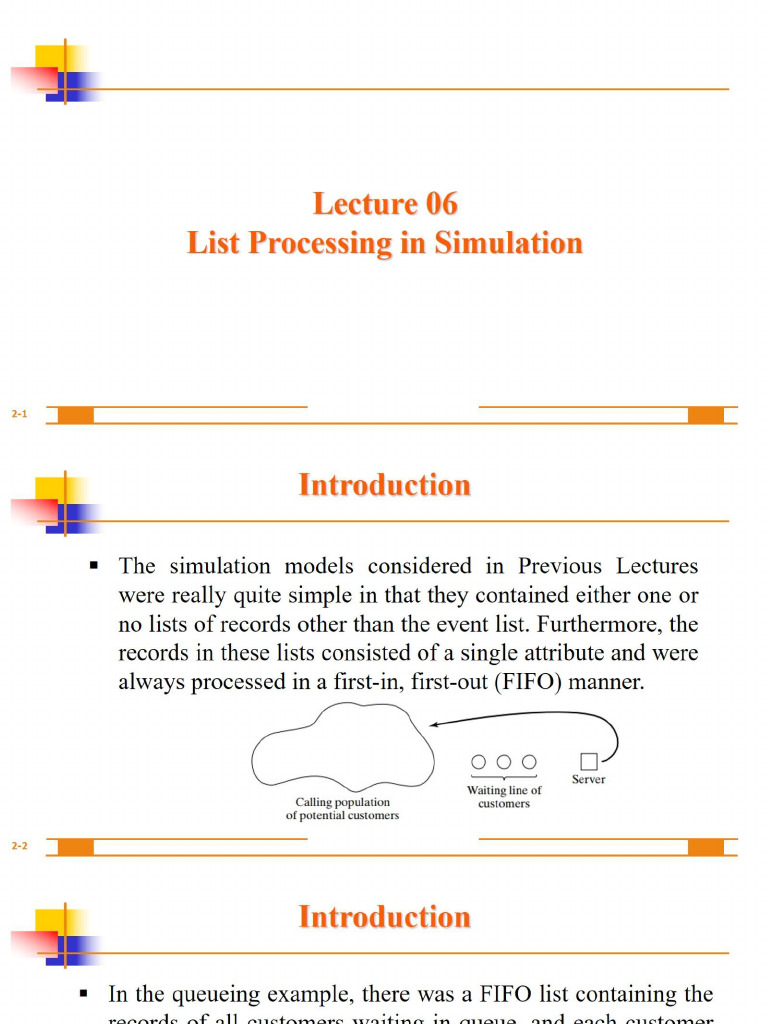 Lec 06 List Processing in Simulation | PDF