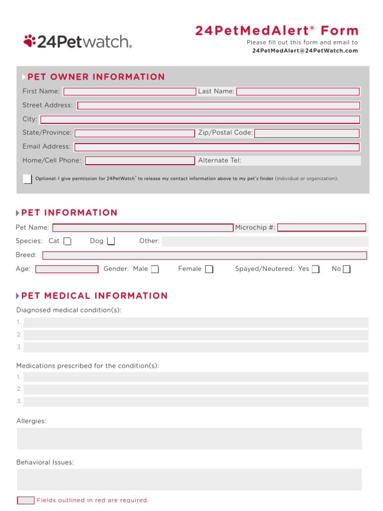 24PetMedAlert Medical Information Editable3 | PDF | Pet | Animals And ...