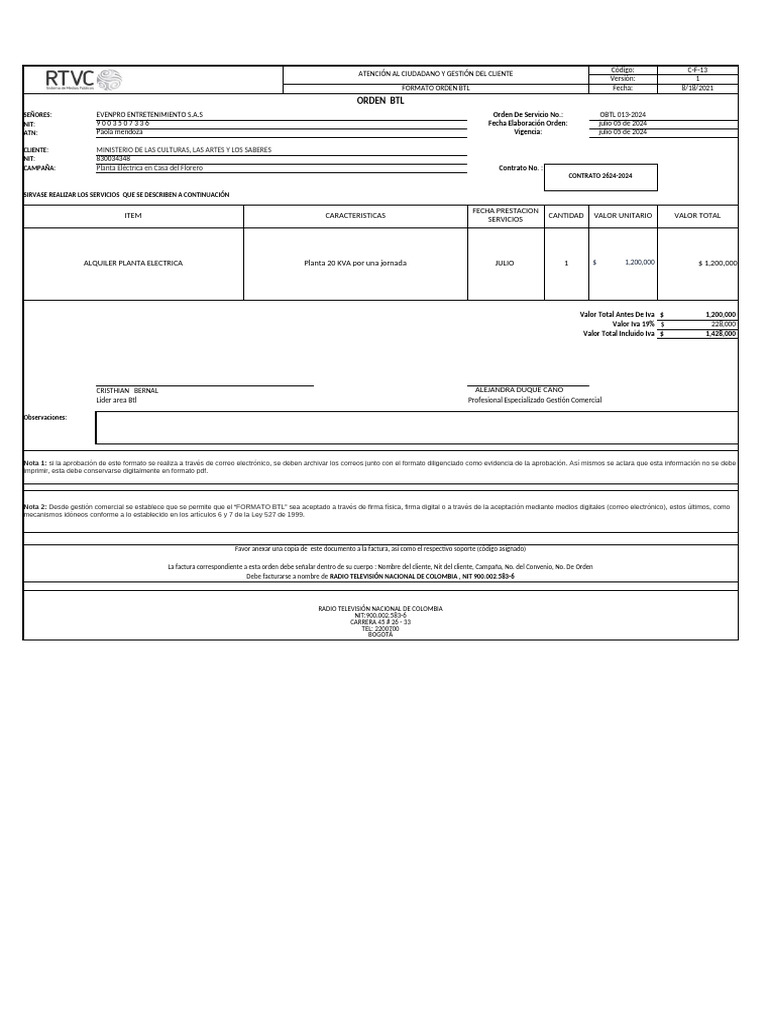 Orden BTL 013 Evenpro | PDF