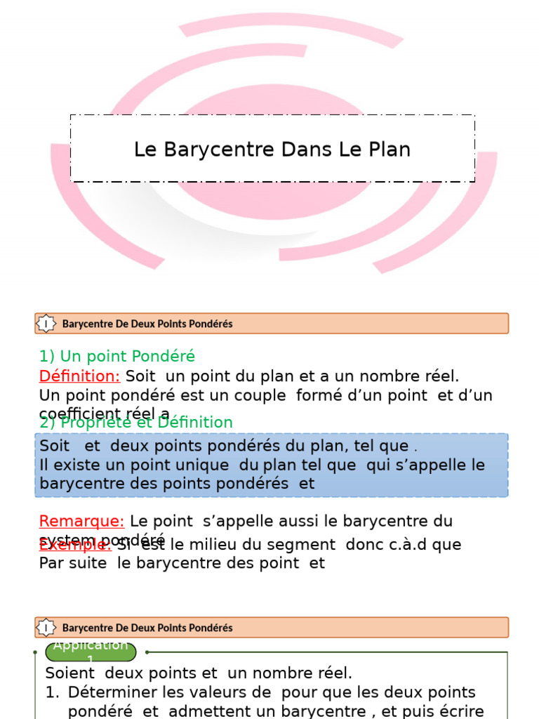 Barycentre et Points Pondérés | PDF | Géométrie | Mécanique céleste