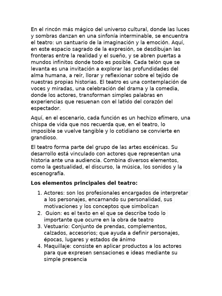 El Teatro 1 | PDF | Teatro | Monólogo