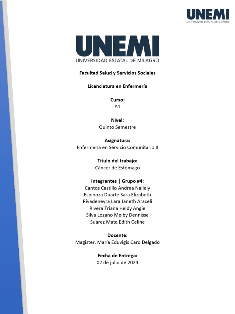 Cáncer de Estómago. GRUPO 4. S14 - TI4 | PDF | Cáncer | Antígeno específico de la próstata