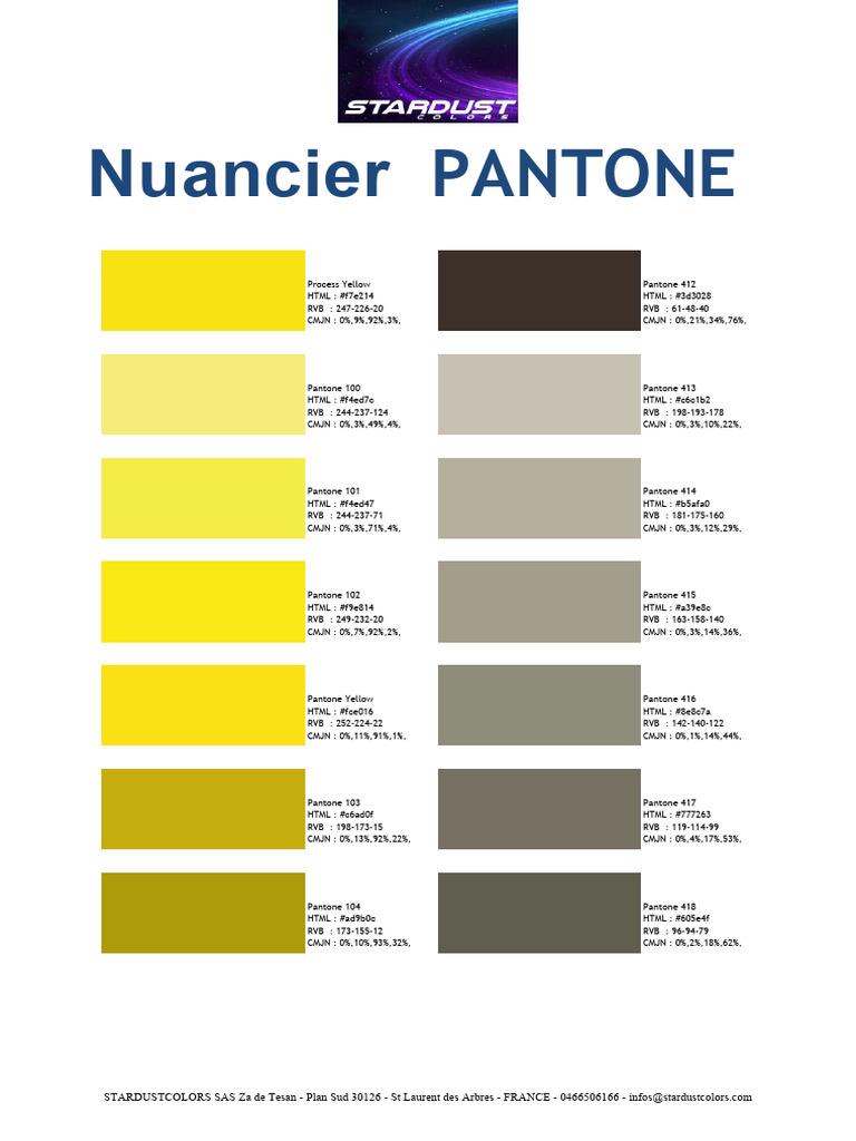 Couleurs Nuancier Pantone FR | PDF | Color | Visual Perception